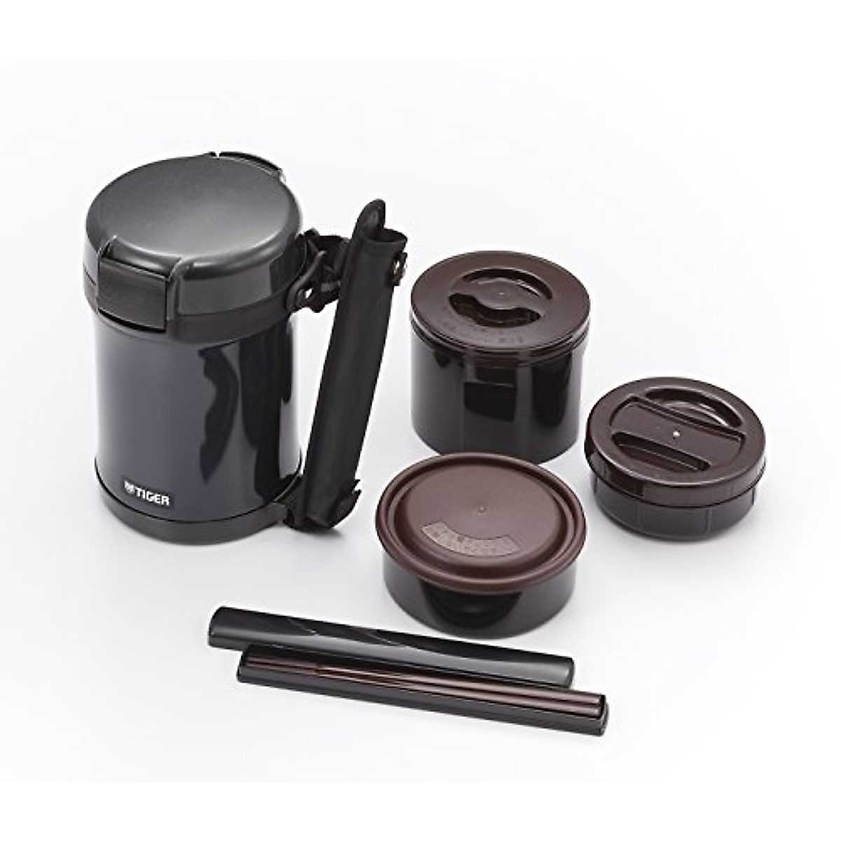 Tiger LWU-A172-KM Tiger Thermos Bottle, Insulated Lunch Box, Stainless Steel, Rice Bowl, Approx. 3 Cups, Black