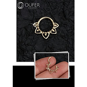 OUFER 16G Helix Piercing Jewelry, 14K Solid Gold Helix Earring Hoop,Cat Ear Design Cartilage Hoop Earrings, Daith Septum piercing Jewelry For Women And Men