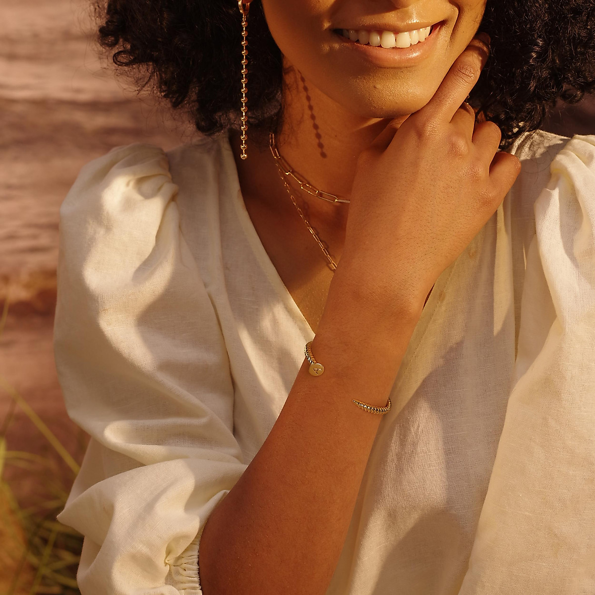 Fettero Gold Cuff Nail Bracelet for Women Bangle Bracelets Adjustable Open Wrap Letter Bracelet Love Friendship Gift