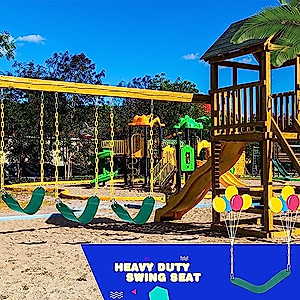 Puteraya 4 Pack Heavy Duty Swing Seat Swing Set Accessories Replacement with Plastic Coated Chains and Carabiner for Kids Adults Backyard Playground Outdoor Playset (Green)