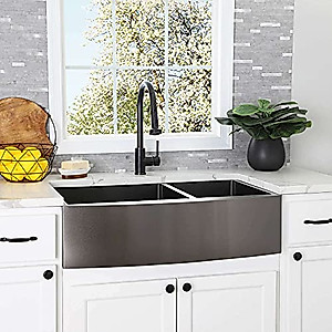 Vintage Tub & Bath Stainless Steel 33 Inch Double Bowl Apron Front Farmhouse Kitchen Sink