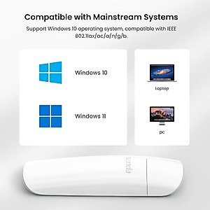 Tenda U18 USB WiFi Adapter, AX1800 WiFi 6 Adapter for PC, 802.11ax USB Wireless Adapter for Desktop Computer, Dual Band WiFi Dongle USB Computer Network Adapters with MU-MIMO, Windows 10/11 Only