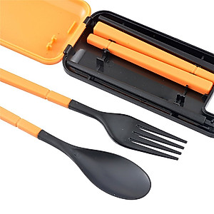 Haotfire 3Pieces/Set Natural Wheat Straw Dinnerware Sets Portable Travel Spoon Fork Chopsticks Cutlery Set Outdoor Tableware