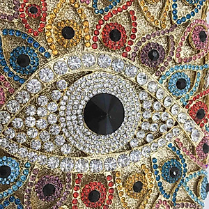 Boutique De FGG The Evil Eye Crystal Clutch Bags Women Evening Purses Wedding Party Prom Rhinestone Handbags,430-Multi,Mini