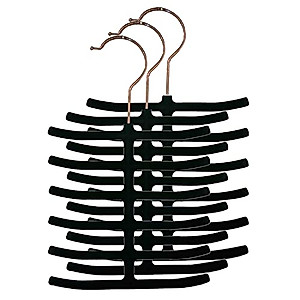 Home Basics Velvet Tie Holder Organizer (3 Pack), Black