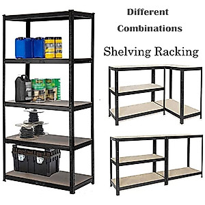 AUTOFU Racking Storage Shelving Unit Garage Shelving Storage Units Boltless Design Black for Easy Assembly 170cm x 75cm x 30cm - HxWxD