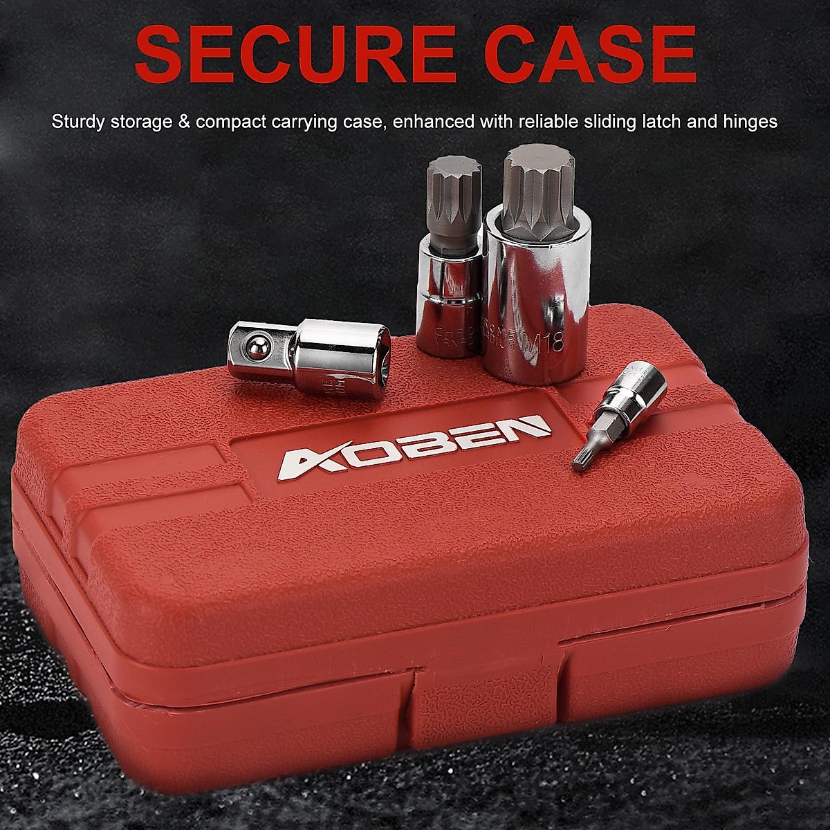 AOBEN 15 PCS XZN Triple Square Spline Bit Socket Set, S2 Alloy Steel Bits with Cr-V Steel Socket, M4-M18, Includes Socket Adapters