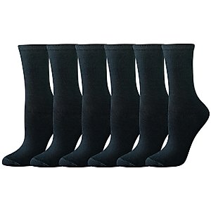 Amazon Essentials Women's Casual Crew Socks, 6 Pairs, Black, 6-9