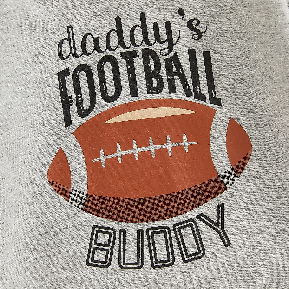 YOKJZJD Newborn Infant Baby Boy Girl Football with Daddy Romper Sweatshirt Long Sleeve T-Shirt Bodysuit Fall Winter Outfits (Gray, 0-6 Months)