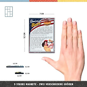 Nostalgic-Art Retro-Style Fridge Magnets, American Diner – Gift idea for USA & Diner Fans, Magnet Set for Notice Board, Vintage Design, 9 Pieces