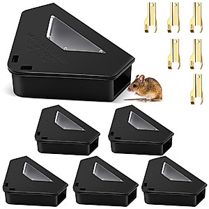 Qualirey 6 Pcs Mouse Bait Station with Key Required Mouse Stations Mice Traps Bait Boxes Mice Station for Small Mice Indoor Outdoor, Keeps Children Safe, Bait Not Included
