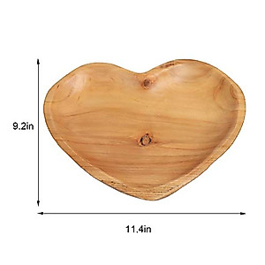 DeziWood Creative Root Wood Dish, Heart Shaped Wooden Serving Tray, Natural Platter for Fruit Bread Salad Appetizer Display and Jewelry Key Organizer (11.4'')