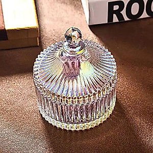 300ml/10oz Candy Dish with Lid, Glass Candy Jar Crystal Decorative Cookie Bowl for Candy Buffet Office Desk, Dazzling Jewelry Cotton Balls Container, Gift for Christmas, Parties, Wedding, Valentines