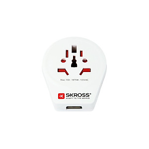 Skross World to USA USB Travel Adaptor, White