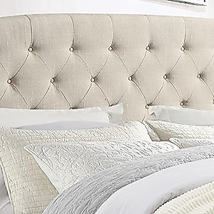 Rosevera Essential Wingback Platform Tufted Headboard/Fabric Upholstered Bed Frame/Wood Slat Support/Easy Assembly, Twin, Beige