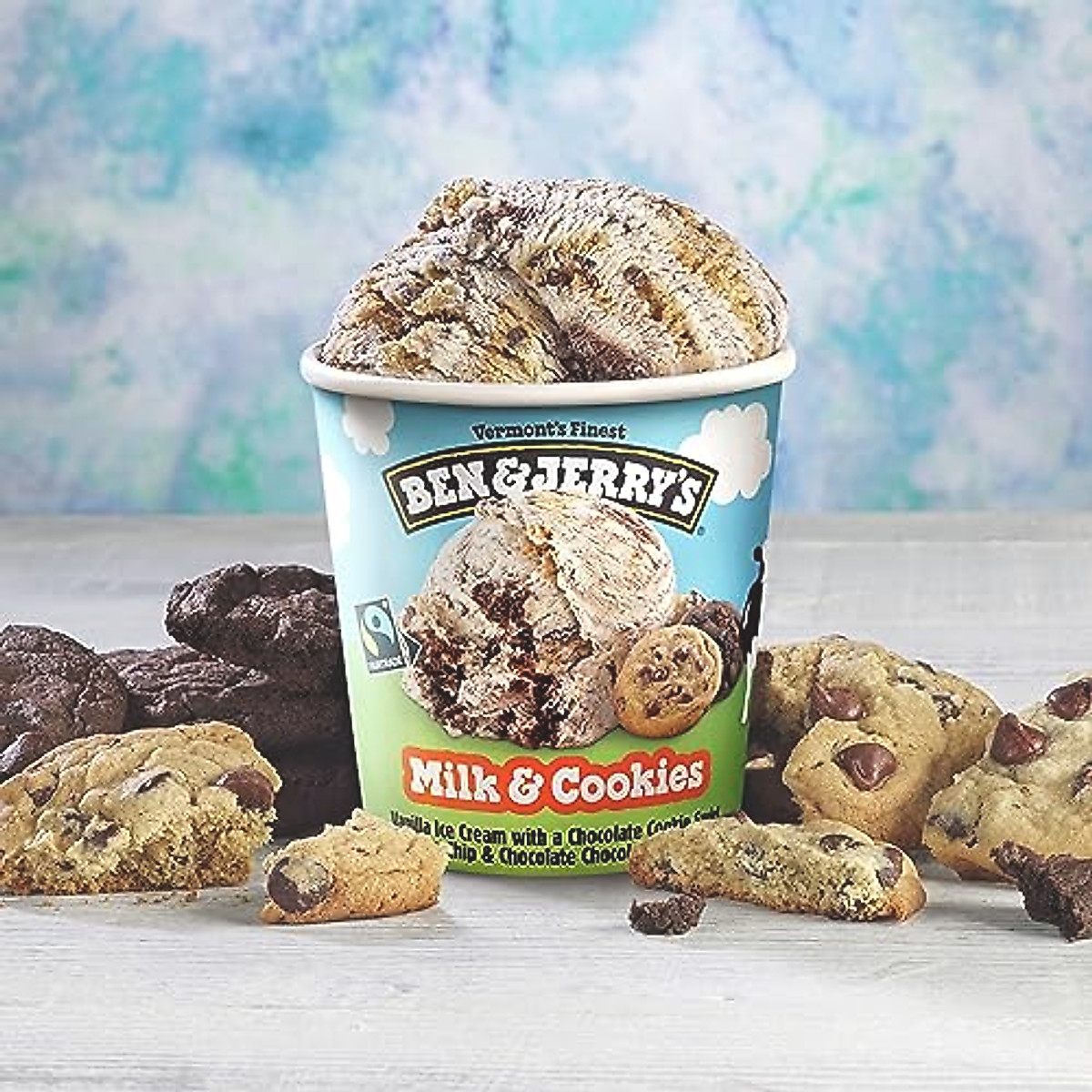 Ben & Jerry's Milk & Cookies Vanilla Ice Cream Pint Non-GMO 16 oz
