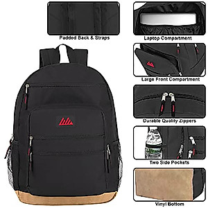 Multipocket Laptop Backpack for Men, Women – Vinyl Bottom Laptop Backpack with Pockets for College, Travel, Work (Black)