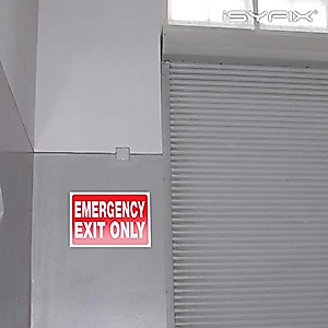 Emergency Exit Only Signs Stickers, 2 Pack 10x7 Inch – Premium Self-Adhesive Vinyl Decal, Laminated for Ultimate UV, Weather, Scratch, Water & Fade Resistance, Indoor & Outdoor