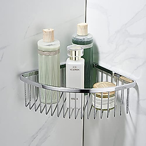 GORDEE Bathroom Shower Caddy Corner Shelf Basket, Ultra Sturdy Rust-Proof Stainless Steel Bathroom Shelf Organizer Shampoo Holder, Wall Mounted Storage Rack for Bathroom Kitchen, Brushed Chrome
