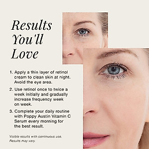 poppy austin Retinol Cream for Face 3.4OZ, High-Strength Retinol Night Cream - Cruelty Free Wrinkle Cream For Face - Anti Aging Eye Cream Retinol For Face & Body