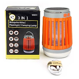 Fuzebug Rechargeable Bug Zapper Outdoor and Indoor BuzzBug Mosquito Zapper Buzzbug Mosquito Light Cordless Bug Zapper Mini Bug Zapper Bulb Solar Flashlight Camping Bug Zapper LED Light (Orange)