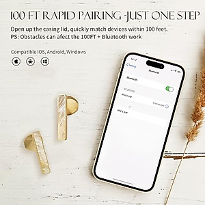 ELLA'S EARS Jewelry Style Wireless Earbuds Bluetooth Noise Canceling Headphones Effortless Setup Bluetooth Earphones with Mic 100 Hrs Play Time Headset for Christmas