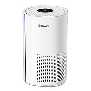 ECOWELL HEPA Air Purifier for Home Bedroom, Remove 99.97% Dust Pollen Odors Pet Dander, Large Room Air Purifiers for Office Desk Kitchen Living Room, EAP250W, White, 8.6 x 8.6 x 14.17 inch