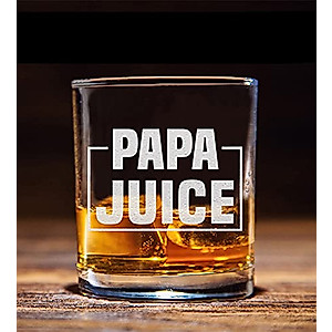 NeeNoNex Papa Juice Whiskey Glass - Funny Birthday Retirement Fathers Day Gift for Grandpa Papa