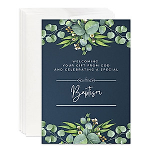 Baby Baptism Card for Baby Girl, Baby Boy Christian Religious Baptism Card for Girl, Boy (Pack of 12)