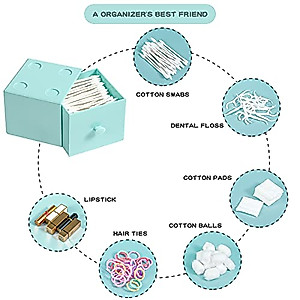 Qtips Holder Bathroom set Organizer and storage for Countertop,black q tip holder Drawer Organizer for Cotton Ball, Cotton Swab box,q-tip Cotton Round Pads holder, Floss pick dispenser (White)