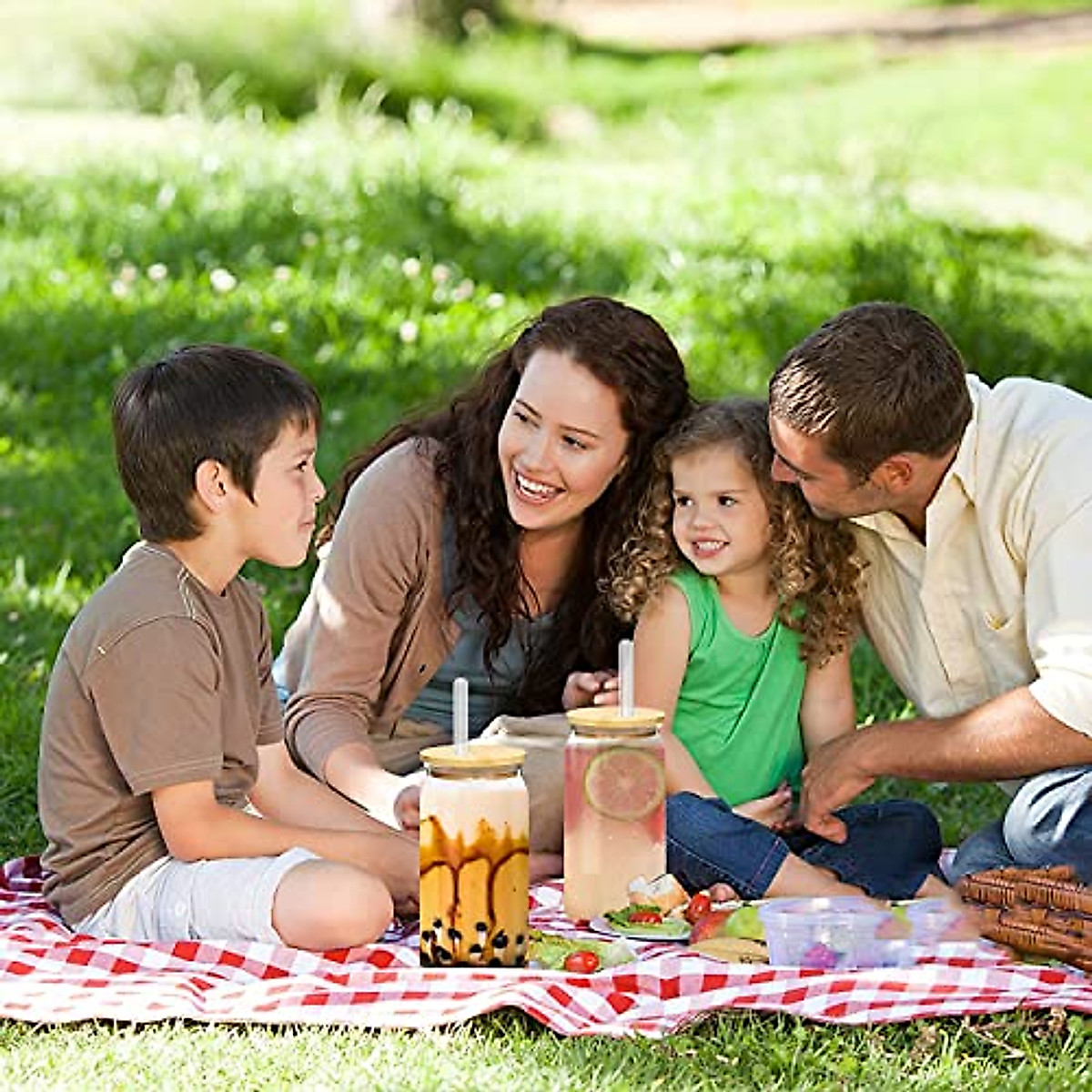 LMHEJING 6 Pieces 20oz Beer Glass with Lids and Straw, 20oz Glass Cups Glass Cups Beer Cute Tumbler Cup, Ideal for Whiskey, Soda, Tea, Water