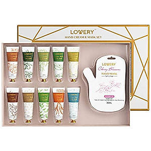 LOVERY Hand Cream and Hand Mask Gift Set - 10 Scented Moisturizing Hand Lotions & 5 Deep Conditioning Hand Masks Shea Butter, Vitamin E and Jojoba Oil - Gifts for Women, Men, Mom, and Birthday
