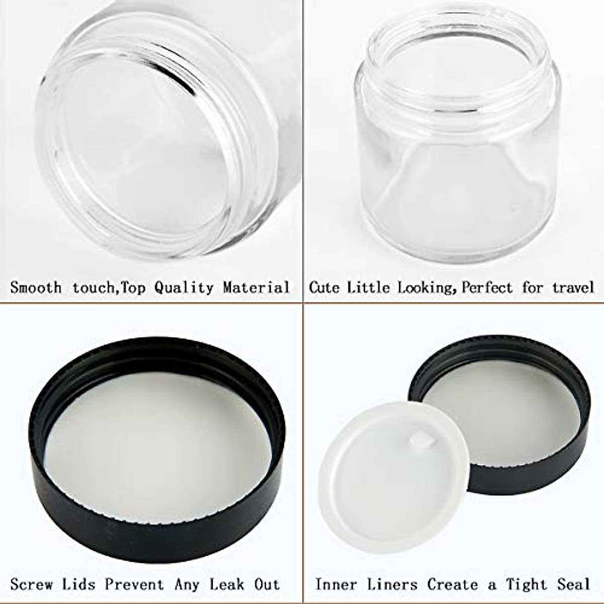 4oz Glass Jars (12 Pack), Empty Cosmetic Containers with Inner Liners and 12 black Lids & 12 Silver Lids for Slime, Beauty Products, Cosmetic, Lotion, Ointments and DIY