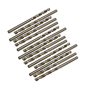 uxcell 3.4mm Drilling Dia High Speed Steel Cobalt Metric Spiral Twist Drill Bit Rotary Tool for Hardened Metal, Stainless Steel, Cast Iron and Plastic 15pcs