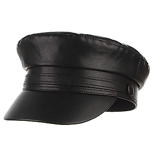 EOZY Women Fashion Newsboy Cap Black PU Leather Cabbie Sailor Fiddler Bakerboy Flat Gatsby Visor Beret Autumn Spring Winter Hats 57cm