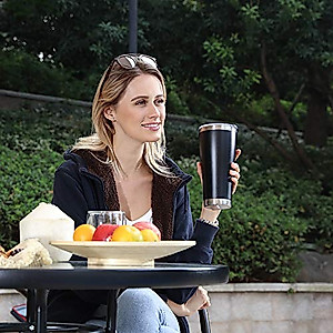 MEWAY 30oz Stainless Steel Tumblers,Vacuum Insulated Cups Double Wall Large Tumbler with Lid,Durable Powder Coated Thermos Coffee Mugs for Ice and Hot Drink (Black,1)