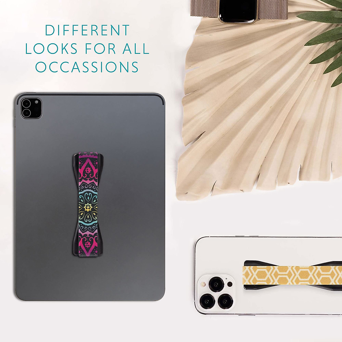 LoveHandle Tablet/XL Grip for Most Tablets and Large Smartphones, Black Elastic Strap Finger Grip with Black Base (LHT-01-Black)