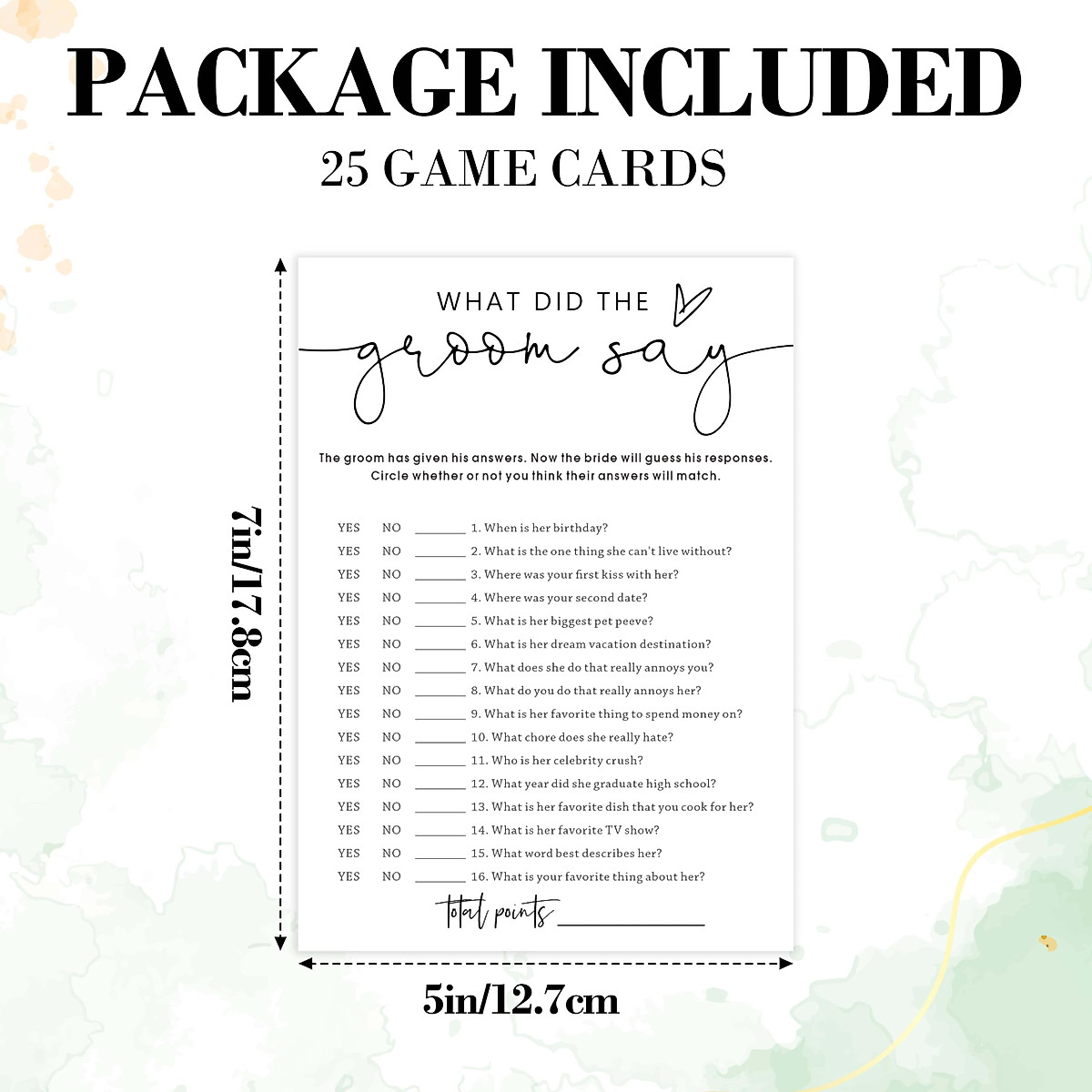 ZIIUFRN Bridal Shower Games, What Did The Groom Say, 5x7 Inches, Fun and Hilarious Games for Bridal Shower, Wedding Shower, Bachelorette Party Decorations Supplies -A12