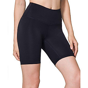 TSLA Women's High Waisted Bike Shorts, Workout Running Yoga Shorts with Pocket, Athletic Stretch Exercise Shorts, 7'' Yoga Shorts Black, Large