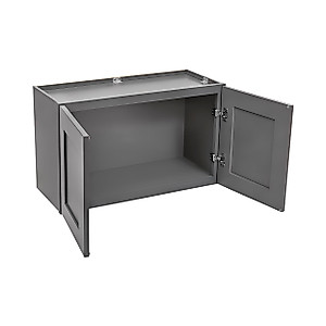 ONESTOCK Gray Shaker Wall Cabinet - Ready to Assemble, Perfect for Kitchen, Laundry, Garage or Bathroom Storage - 30" W x 15" H x 12" D