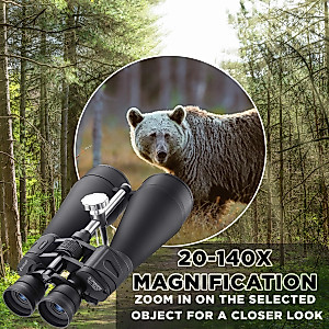BARSKA 20-140x80 Gladiator Zoom Binoculars with Tripod Adaptor and Carrying Case