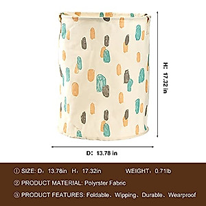 Collapsable Canvas Fabric Laundry Baskets,Clothes Hamper for Kids Bedrooms,Dirty Laundry Basket with Easy Carry Handles for Clothes Toys Collection,17.3(H)X13.8(D)