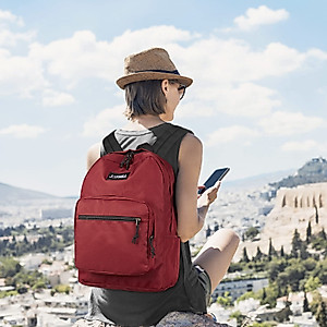 JOYHILL Large Travel Backpack for School 20L College Bookbag for Girls and Boys Fashion Casual Daypacks Back Packs Red