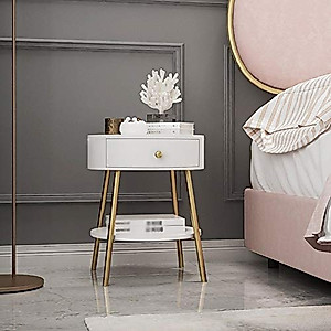 SJYDQ Fashion Nightstands Cabinet Personality Fashion Bedside Bedroom Light Fashion Round Side