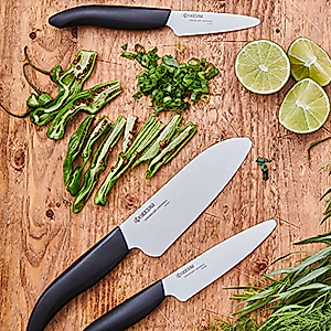 Kyocera Ceramic 4.5" Utility Knife w/ Sugarcane Sourced Material Handle, Black,White