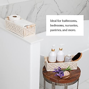 HARPER ROWS Macrame Storage Baskets for Decorative Boho Bathroom - Toilet Paper & Toilet Tank Basket Organizer - Kitchen Pantry Organization Bins - Baby Gift, Nursery Decor – Cute & Durable (Set of 2)