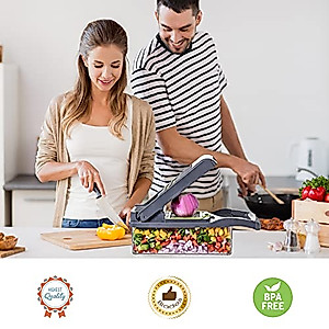 Vegetable Chopper Slicer 16-in-1 with Spice Chopper Set 7 Blades Veggie Dicer Onion Fruit Cutter (gray set)