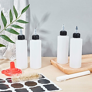 BENECREAT 12 Pack 5oz Plastic Squeeze Dispensing Bottles with Black Twist Cap Glue Bottle with Hopper, Cleaning Brush, Sticker Label and Marker Pen for Crafts, Art, Glue, Multi Purpose