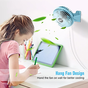 BESKAR USB Small Desk Fan, Portable Fans with 3 Speeds Strong Airflow, Quiet Operation and 360°Rotate, Personal Table Fan for Home,Office, Bedroom- 3.9 ft Cord/Blue