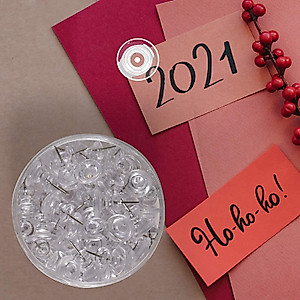 60 PCS Large Push Pins for Cork Board- Clear Thumb Tacks for Bulletin Board Jumbo Push Pins for Wall Long Thumbtacks (Clear)